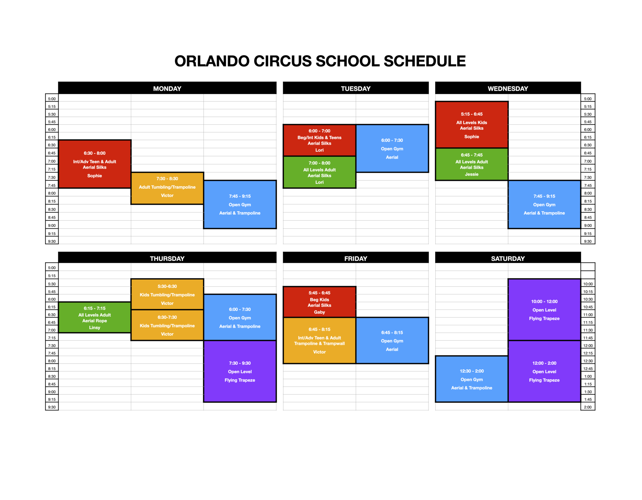 Schedule | Orlando Circus School